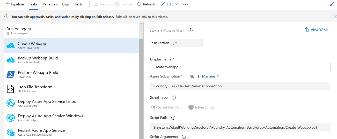 Creating a WebApp Release Pipeline
